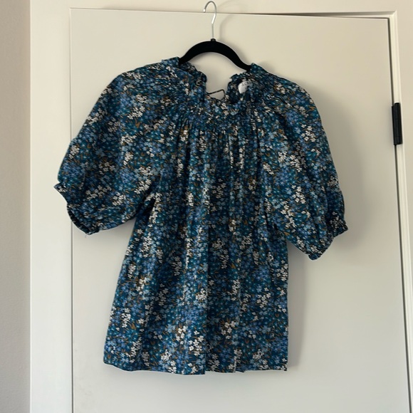 J. Crew | Tops | J Crew Smocked Neck Puff Sleeve Top In Liberty Fabric ...